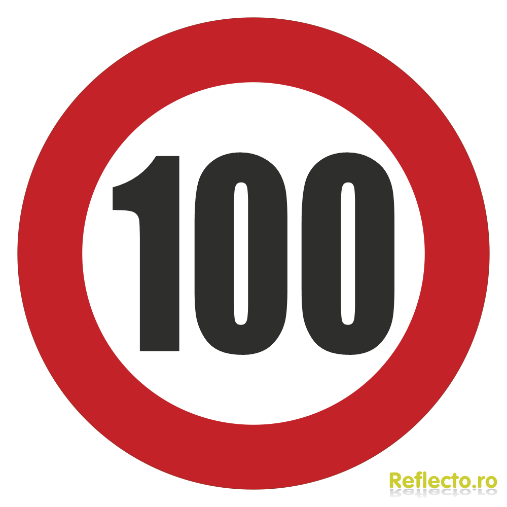 Sticker reflectorizant cu limită de viteză 100 km/h, 10 cm, 12 cm, 15 ...