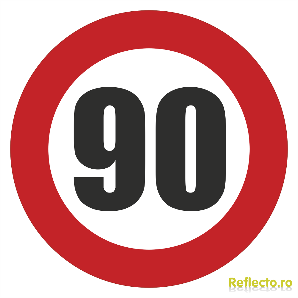 Sticker reflectorizant cu limită de viteză 90 km/h, 10 cm, 12 cm, 15 cm ...